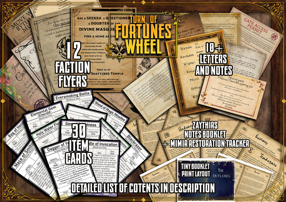 Turn of Fortune's Wheel D&D Handouts Bundle - Campaign Assets - DnD ...